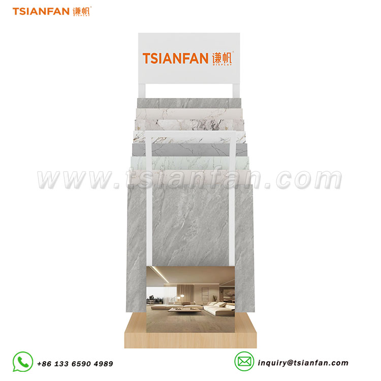 Simple black iron tile display stand for showroom use-SRL955